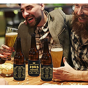 BackURyear 60th Birthday Party Decorations for Men Women, Funny 60th Birthday Party Supplies, 60 Years Old Sixty Birthday Decor, 60th Birthday Party Cans Cooler Sleeves, Black&Gold/12 Pcs