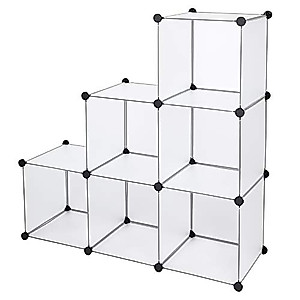 6 Storage Cube 13.8" x 13.8" Cube Organizer DIY Plastic Cube Storage Shelves Cabinet Cubby Shelving Bookshelf Clothes Dresser Closet Storage Playroom Cube Toy Organizer Cabinet (6-Cube, White)