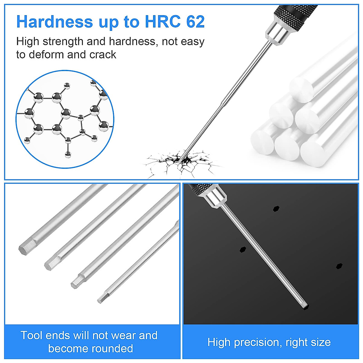 RC Hex Screwdriver Tool Set 0.9mm 1.27mm 1.3mm 1.5mm 2.0mm 2.5mm 3.0mm Hex Allen Screwdriver Kit with Hex Nut Driver & RC Car Wrench Tool Kit for Multi-Axis FPV Racing Drone RC Quadcopter Helicopter