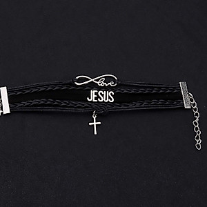 HOLLP Infinity Love JESUS Cross Bracelet Jesus Prayer Jewelry Religious Jewelry Christian Gift (JESUS Bracelet)