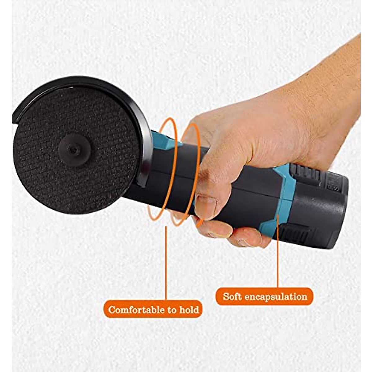 DALYNN 12V dless Brush Angle Grinder Kit, Ginding disc 3 Inch/76mm, Lightweight Angle Grinder Tool w/ 2PCS 1300mAh Lithium-Ion Battery & Charger, Ergonomic Button Position for Reducing Hand Pressure