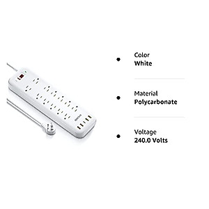 Power Strip, EPICKA Surge Protector with 12 AC Outlets (1875W/15A, 1700J) 5 USB Charging Ports (1 USB-C, 4 USB-A), 6FT Extension Cord, Wall Mountable Overload Protection Outlet for Home&Office,White