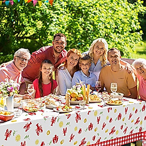 Crawfish Party Tablecloths Lobster Birthday Table Covers Red Lobster Crab Party Party Supplies for Seafood Festivals Birthday Party Decorations, 108 x 54 Inch
