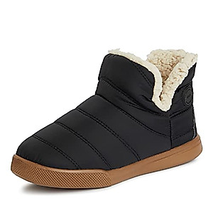 Dearfoams Women's Dara Nylon Sport Lounge Bootie Slipper, Black, Large