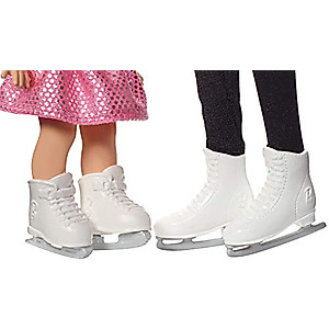 Barbie Ice-Skating Dolls & Playset with Blonde Coach Barbie Doll, Brunette Small Doll and Ice-Skating Base with Turning Mechanism, Gift for 3 to 7 Year Olds