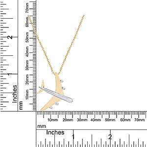 AFFY 14k Yellow Gold Over Sterling Silver Two Tone Airplane Pendant Necklace