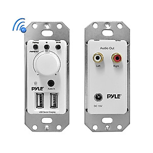 Pyle 8” 4 Bluetooth Flush Mount in-Wall in-Ceiling 2-Way Speaker System & Tweeter Stereo Sound 4 Ch Amplifier 250 Watt (PDICBT286) & Bluetooth Receiver Wall Mount - in-Wall Audio Control Receiver