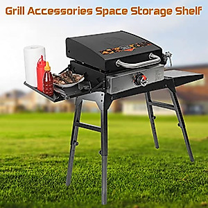 AOKEMAi Grill Side Table for Blackstone 17/ 22/ 28 Inch, Griddle Side Stand Shelf, 22" Blackstone Griddle Caddy, Blackstone Accessories Space Saving BBQ Spatula Holder, for Outside Patio &Camping