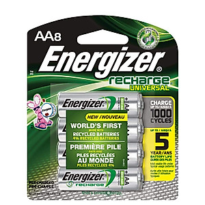 Rechargeable AA Batteries, NiMH, 2000 mAh, Pre-Charged, 8 Count (Recharge Universal)