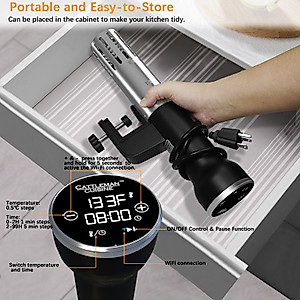 Sous Vide Machine Wi-Fi, Immersion Circulator Precise Cooker, Sous Vide Kit with 30 Vacuum Seal Bags, Vacuum Pump, Cookbook, Accurate Temperature & Timer, 1000W, IPX7 Waterproof, Cattleman Cuisine