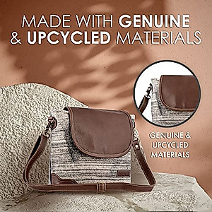 SIXTEASE Crossbody Bag for Women Vintage Style Genuine Leather, Upcycled Canvas, Rug, or Hair On - Cross Body Womens Bags with Inside Zipper Pockets - Eyesome