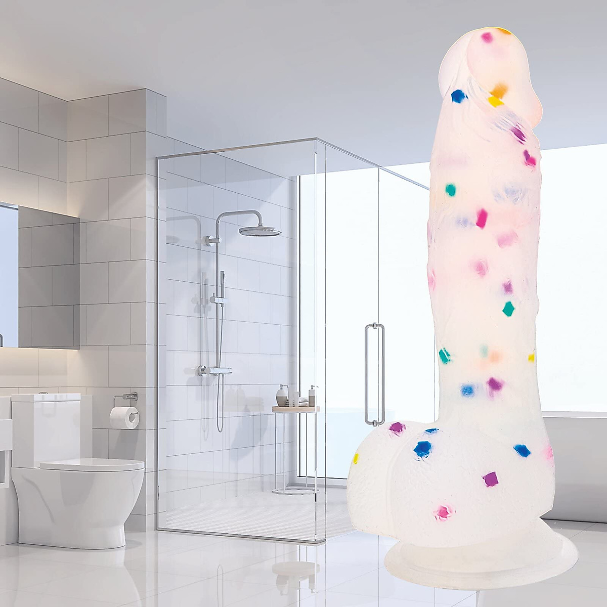 Realistic Clear Dildo for Beginners, 7.6 Inch Silicone Thick Dildo with Strong Suction Cup for Vagina & Anal Play, Adult Sex Toy for Women Masturbation