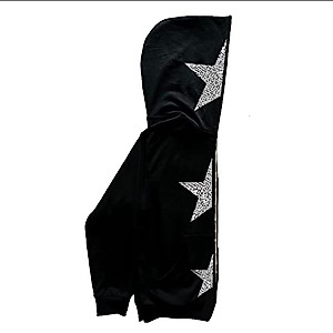 Juakoso Women Y2k Star Print Hoodies Zip Up Oversized Sweatshirts Graphic Hooded Pullover Aesthetic Halloween Jacket Tops