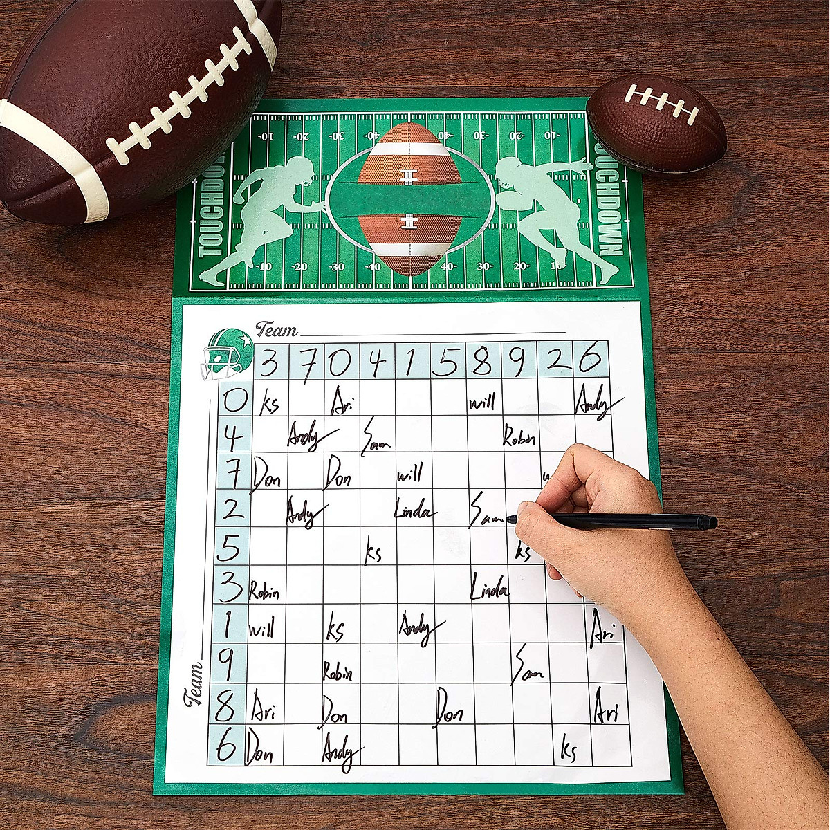 Zonon Square Game Sheet Posters Football Game Squares 100 Grids Score Record Posters Square Football Party Posters Sports Games Decorations for Football Match Party, 11 x 17 Inches (30 Pieces)