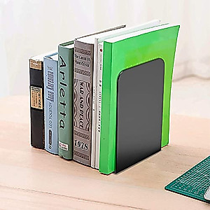 Bookend, Black Metal Bookends for Shelf Book Ends for Heavy Books, 2 Pieces Book Stopper for Home Office School