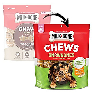 Milk-Bone Gnaw Bones Rawhide Free Dog Chew Treats, Chicken, 30 Mini Knotted Bones