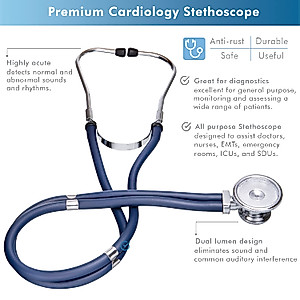 NOVAMEDIC Professional Aneroid Sphygmomanometer Blood Pressure Machine and Stethoscope Set, Universal Adult Size Cuff Arm 8.7-16.5", Manual Emergency BP Monitor Kit with Carrying Case, Blue