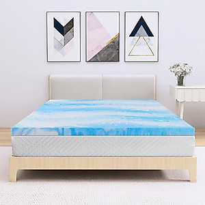 Hcore Mattress Topper California King - 4 Inch Gel Memory Foam Mattress Topper California King Size for Back Pain, CertiPUR-US Certified, Blue