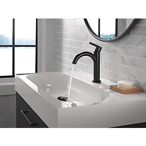 Delta Faucet Nicoli Matte Black Bathroom Faucet, Single Hole Bathroom Sink Faucet, Single Handle Bathroom Faucet, Pop-Up Drain Assembly, Matte Black 15749LF-BL