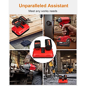 TeenPower Upgraded 18V 6.0Ah Batteries Replacement for Milwaukee M-18 Battery 2Pack and 1 Charger Combo(2-Port)