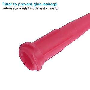 PATIKIL 25Ga Tapered Tip Dispensing Needle, 50Pcs Plastic Needle Tube Blunt Tips with Luer Lock for Glue Oil Applicator, Red