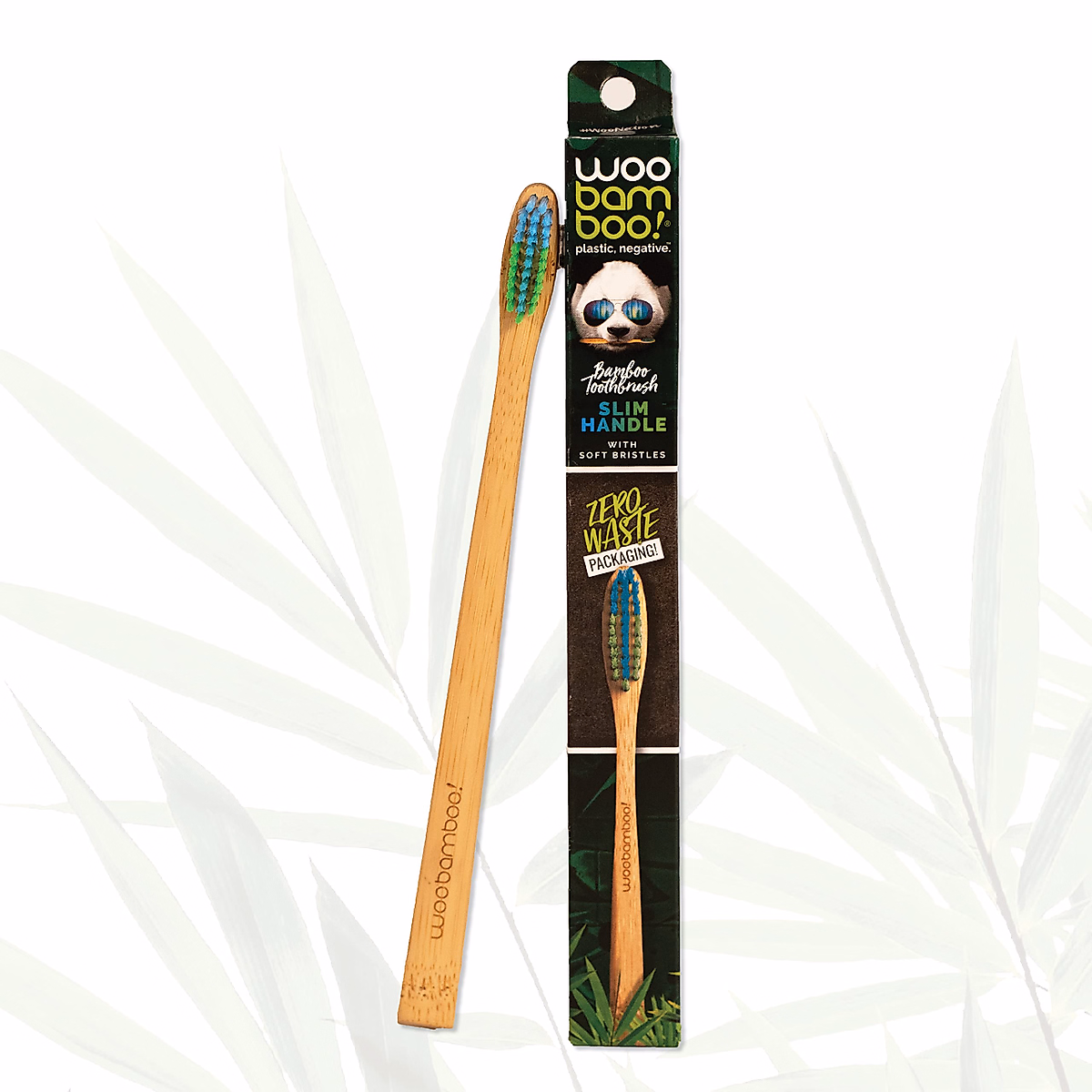 Woobamboo! Bamboo Toothbrush - Slim Handle - Soft Bristle - BPA Free Nylon Bristles - Eco-Friendly, Biodegradable, Compostable, Vegan (Pack of 1)