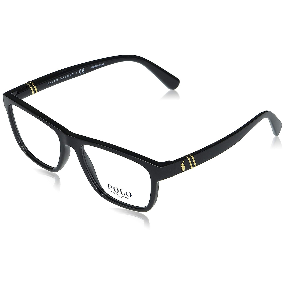 Polo Ralph Lauren Men's PH2230 Semi-Circular Prescription Eyewear Frames, Shiny Black/Demo Lens, 56 mm