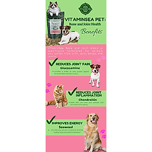 VITAMINSEA Micronutrients for Dogs | Dried Norwegian Kelp Seaweed Supplement | All Natural Food Additives | Rockweed Flakes w/Glucosamine, Chondroitin, White Willow Bark | Bone & Joint Health | 6 oz