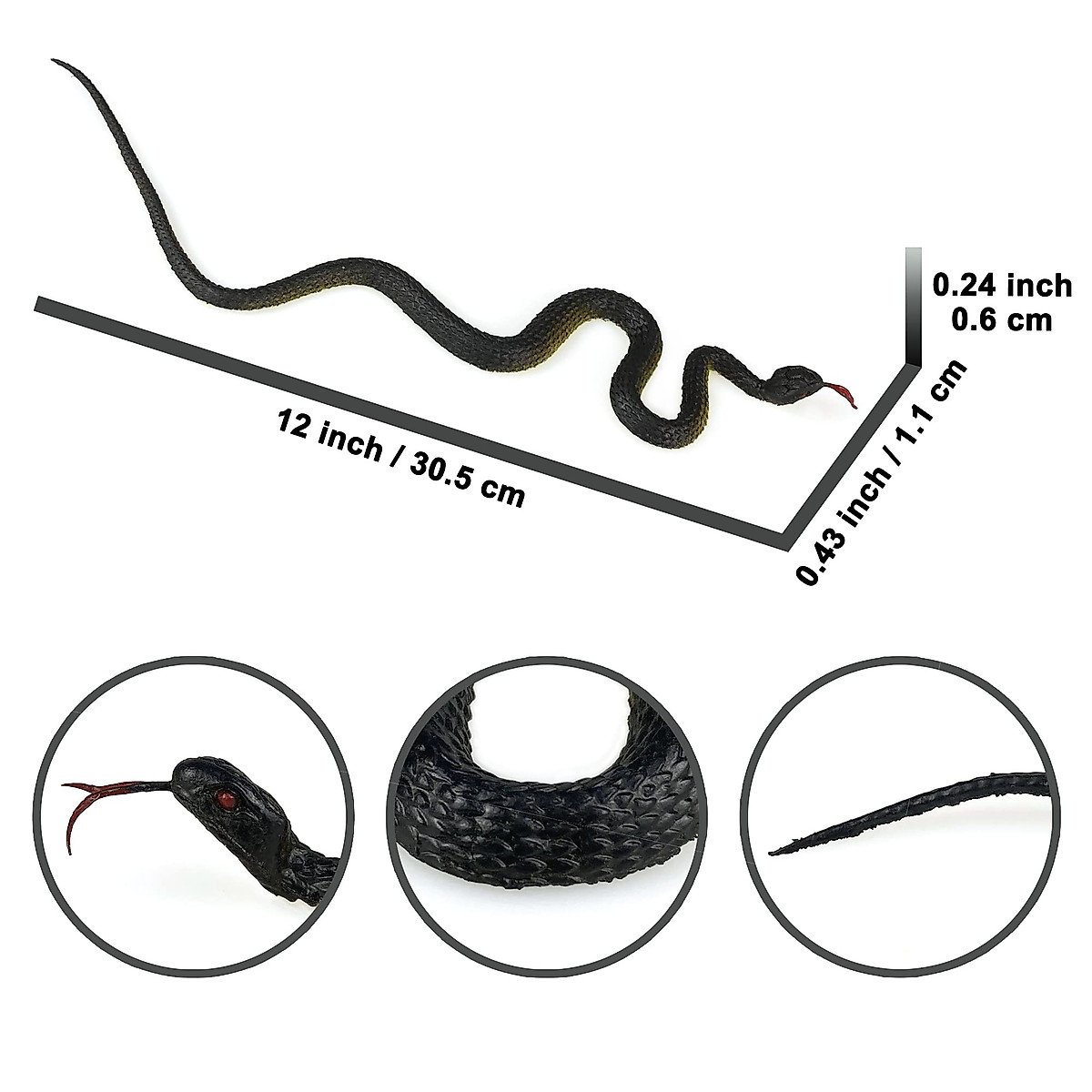 HOHAJIU Fake Snake Toy Rubber Realistic Snake Toy 10 PCS Lifelike Snake Toy Gag Gift for Halloween, April Fool’s Day Party Decoration