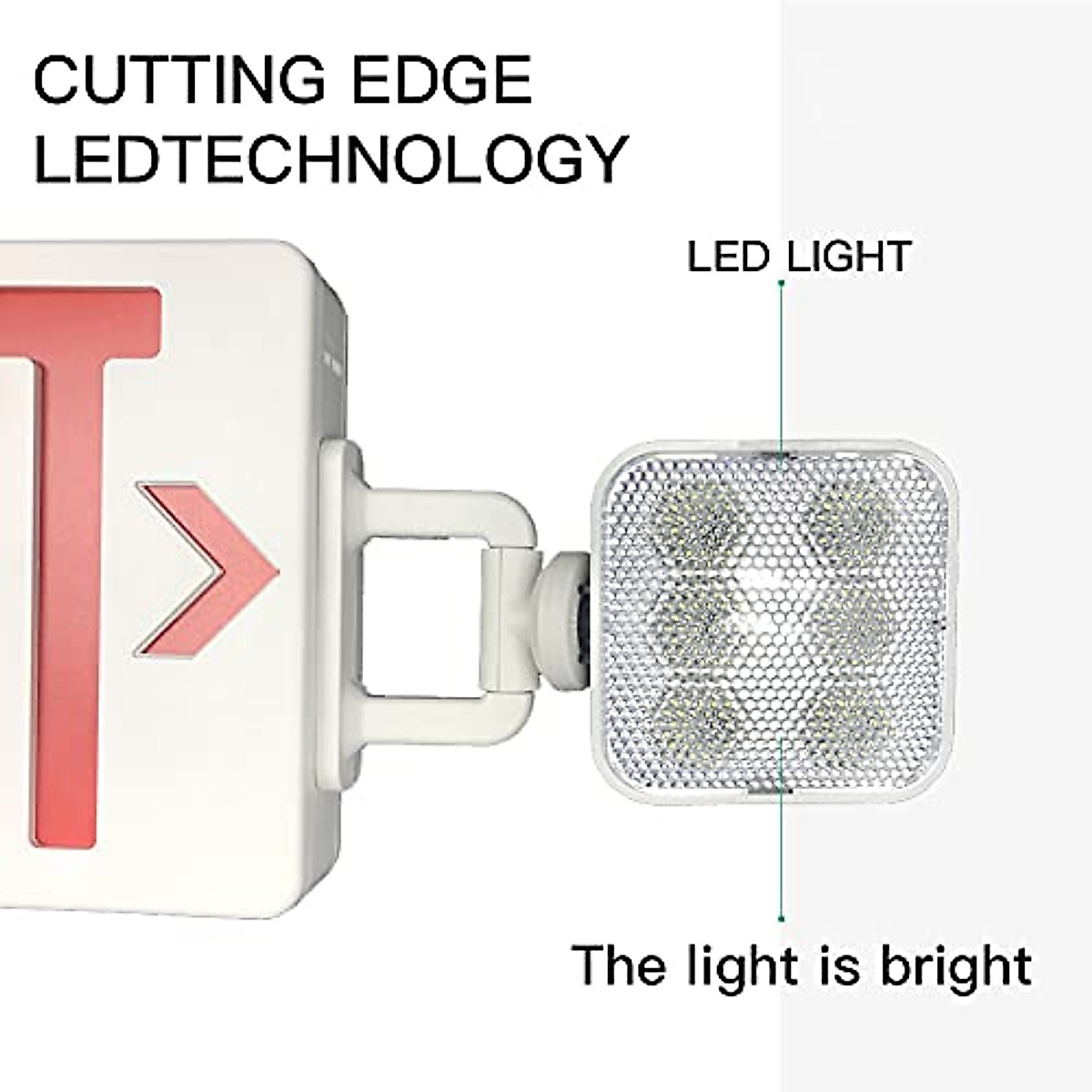 OSTEK Red LED Exit Sign with Emergency Light, Two LED Adjustable Head Emergency Exit Lights with 90 Minutes Battery Backup, Dual LED Lamp ABS Fire Resistance UL-Listed