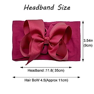 CÉLLOT 20 Colors Baby Girl Headbands with 4.5 Inches Hair Bows Nylon Turban Head Wraps Headbands for Newborn Infants and Toddlers
