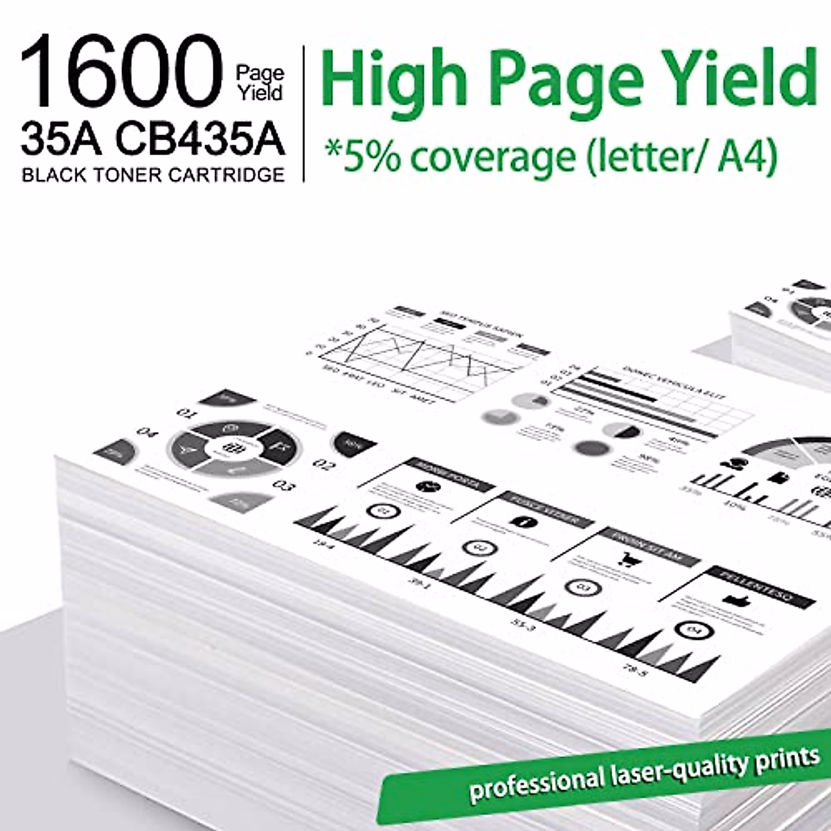 greencycle 10 PK Black Laser Jet Toner Cartridge Compatible for CB435A Laser Jet P1002 P1003 P1004 Printer