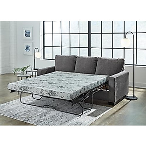 Signature Design by Ashley Rannis Casual 2-in-1 Sofa Sleeper with Folding Gel Memory Foam Mattress, Queen, Gray