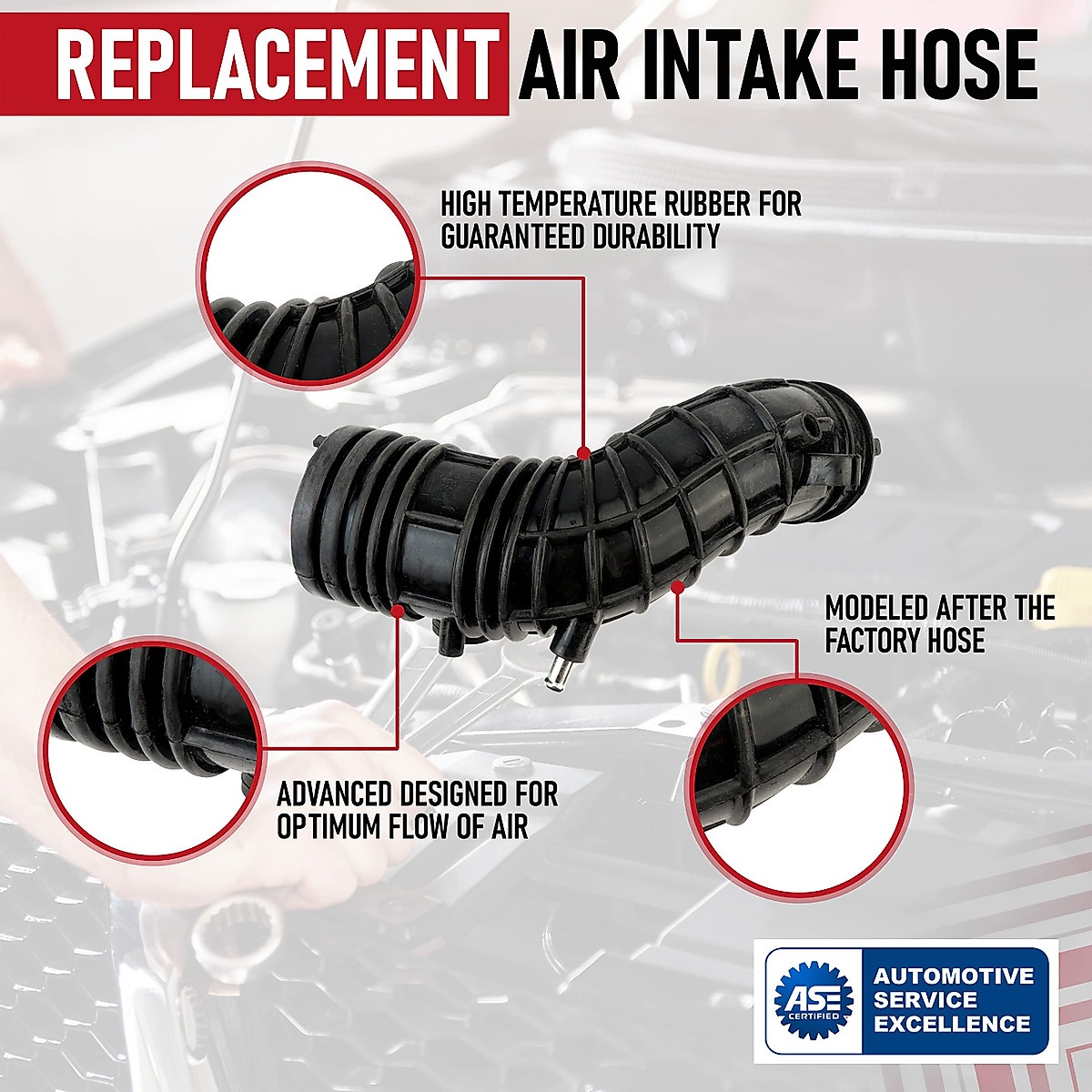 Air Intake Hose By AA Ignition - Air Box Filter Tube - Compatible with Honda Accord 2.4L 2003-2007 Vehicles - Replaces Part Numbers 696-739, 17228-RAA-A00