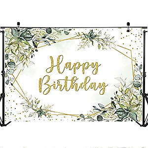 Mocsicka Greenery Birthday Backdrop 7x5ft Eucalyptus Green Leaves Happy Birthday Party Decorations Photo Backdrops Botanical Birthday Photography Background