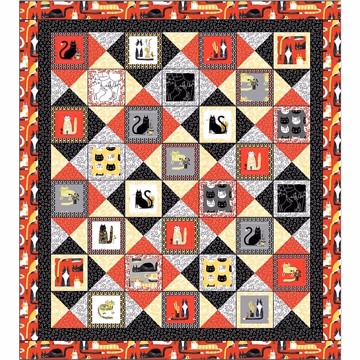 Contempo by Benartex Cosmo Cats Cats, Fabric by The Yard (Red/Multi)