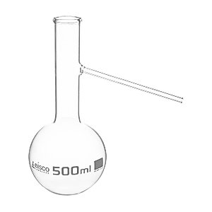 EISCO Distilling Flask with Side Arm, 500ml - Borosilicate Glass - Round Bottom, Beaded Rim