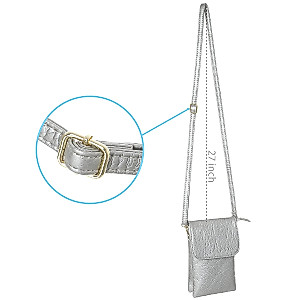 MINICAT Roomy Pockets Small Crossbody Bags Cell Phone Wallet Purses for Women(Silver)