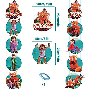 PARTYHOME Turning Red Party Supplies, Party Porch Sign, Banner Decorations for Red Panda Theme Party Outdoor Indoor Home Decorations