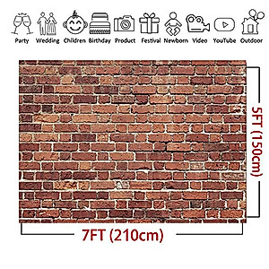 LTLYH 7x5ft Red Brick Wall Photography Backdrop Photo Background Kids Birthday Cake Smash Photoshoot Wedding Graduation Party Photographer Photo Booth Studio Props Banner 080