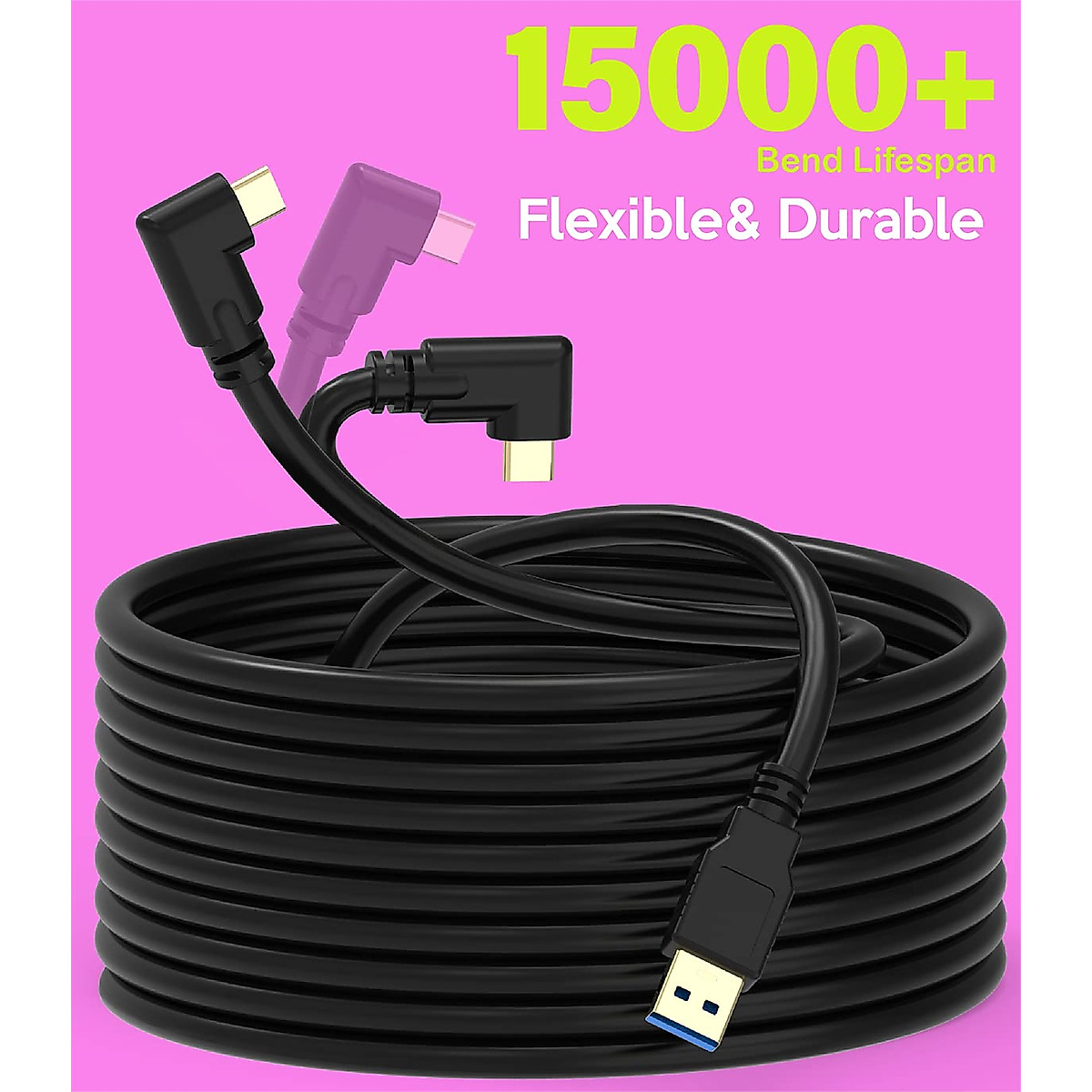 Link Cable for Oculus Quest 2, Virtual Reality Headset Cable for Oculus Quest 2, Steam VR, Fast Charing High Speed PC Data Transfer USB 3.0 to USB C - 10FT (3M)