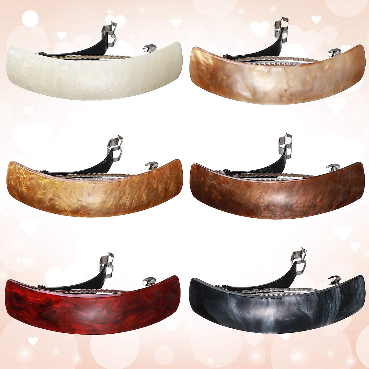 6 Pieces Barrettes for Women Hair Clips Hair Accessories Large French Hair Pin Retro Hair Clasp, 6 Colors (Classic Pattern)