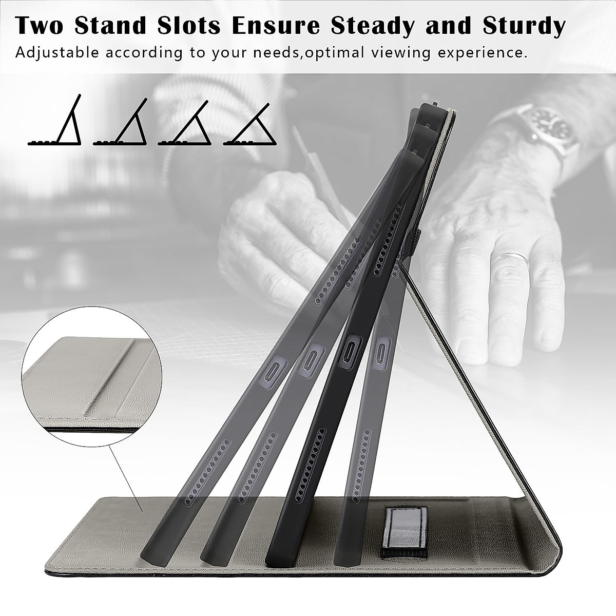 ZtotopCases for IPad Air 11 Inch M2(2024) Case, IPad Air 5th Generation (2022)/ 4th Generation (2020) 10.9 Inch Case with Pencil Holder, Multi-Angle Viewing Leather Folio Cover with Pocket, Black