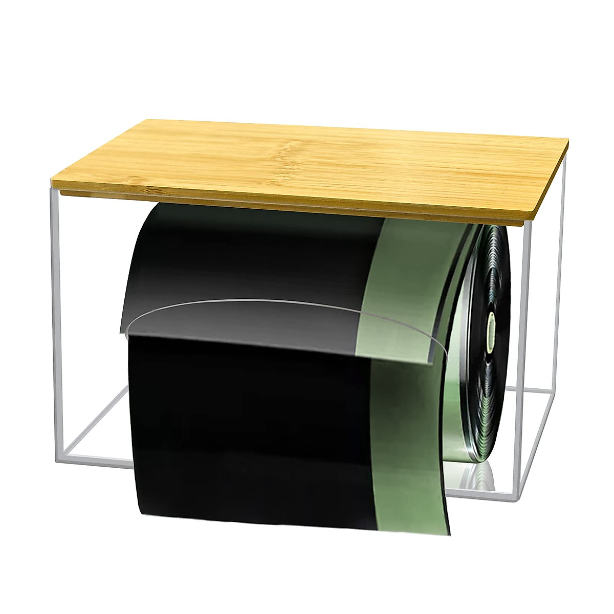 Extra Large Trash Bag Dispenser Roll Holder, Acrylic Garbage Bag Dispenser with Bamboo Lid, Wall Mount Trash Bag Organizer for Kitchen Cabinet, Under Sink