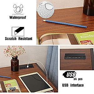 JJS Small Computer Desk Simple Style Writing Desk for Small Spaces 31 Inch Home Office Modern Student Study Laptop Writing Table with Storage Bag USB Hub, Brown
