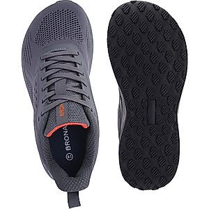 BRONAX Mens Wide Toe Box Running Tennis Shoes Gym Tennis Athletics Size 8.5 Sports Mesh Walking Rubber Outsole Sneakers for Male Grey 42