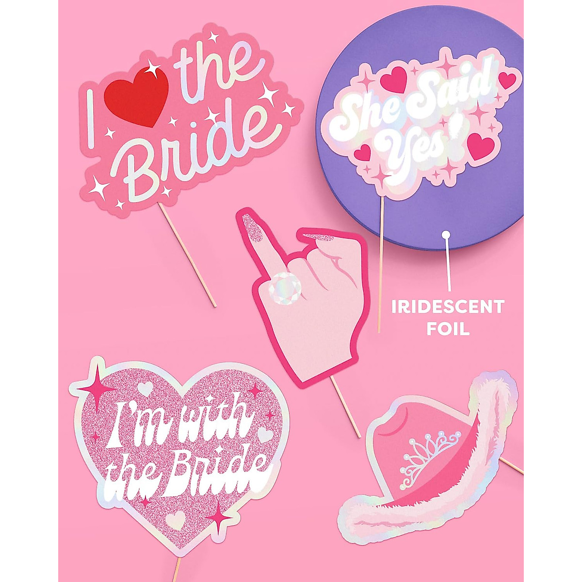 xo, Fetti Bachelorette Photo Booth Props - 24 Pieces, pre-Assembled - Rose Gold Future Mrs Party Decorations, Bride to Be, Bridal Shower