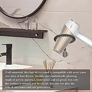 Hair Dryer Holder Wall Mount Acrylic Stripes Hair Dryer Rack Hair Care Tools Holder for Barbershop, Bathroom, Bedroom, Wall Mount Chrome Finished (Black)