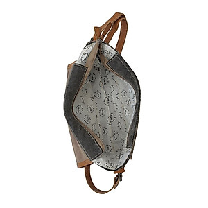 Myra Bag Western Leather Messenger Bag for Women - Upcycled Canvas Shoulder Crossbody Bag