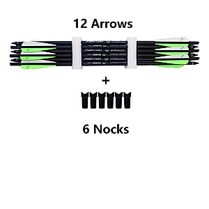 Pointdo 20inch Carbon Crossbow Bolts Crossbow Hunting Arrows with 4" Vanes and Replaced Arrowhead/Tip (12 Pack) (Green White)